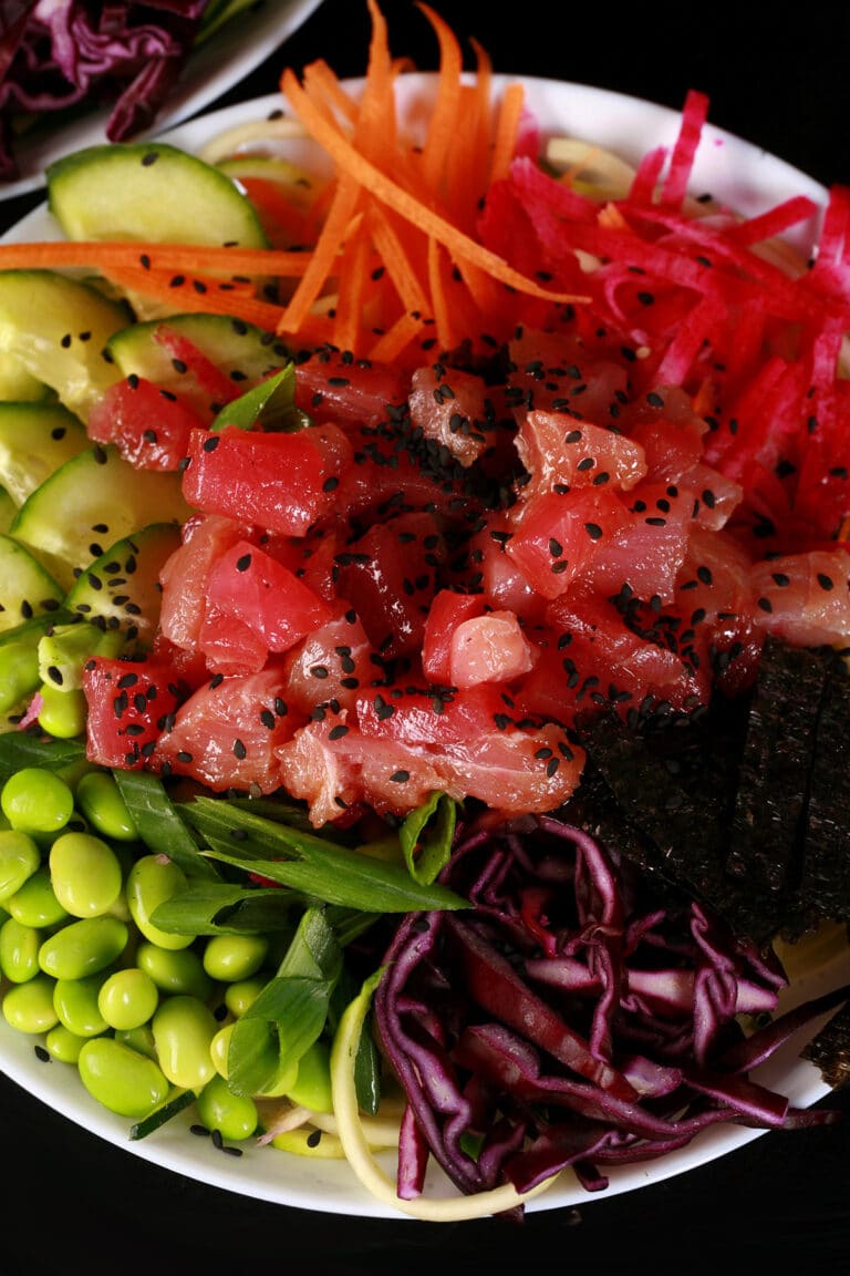 Keto Ahi Tuna Poke Bowl Recipe - Low Carb Hoser